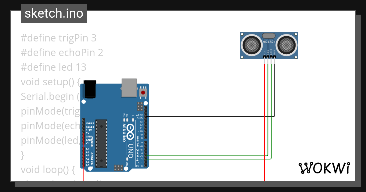 ULTRASONIK - Wokwi ESP32, STM32, Arduino Simulator
