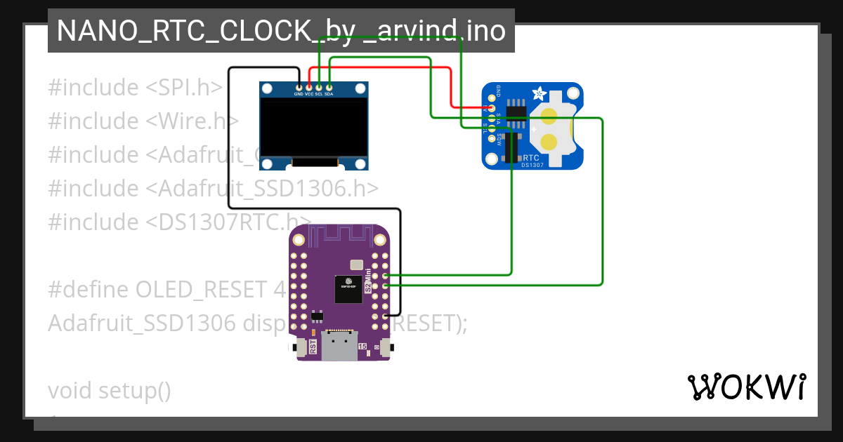 d1 mos RTC CLOCK by arvind - Wokwi ESP32, STM32, Arduino Simulator