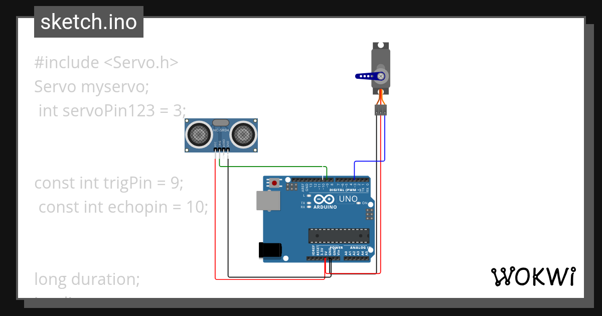 Hc Sr04 Ultrasonic Sensor And Servo Motor Copy Wokwi Esp32 Stm32 Arduino Simulator 5923