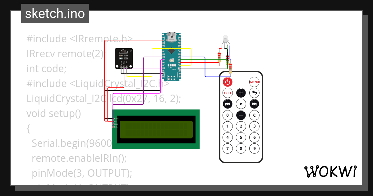 lcd+ir - Wokwi ESP32, STM32, Arduino Simulator