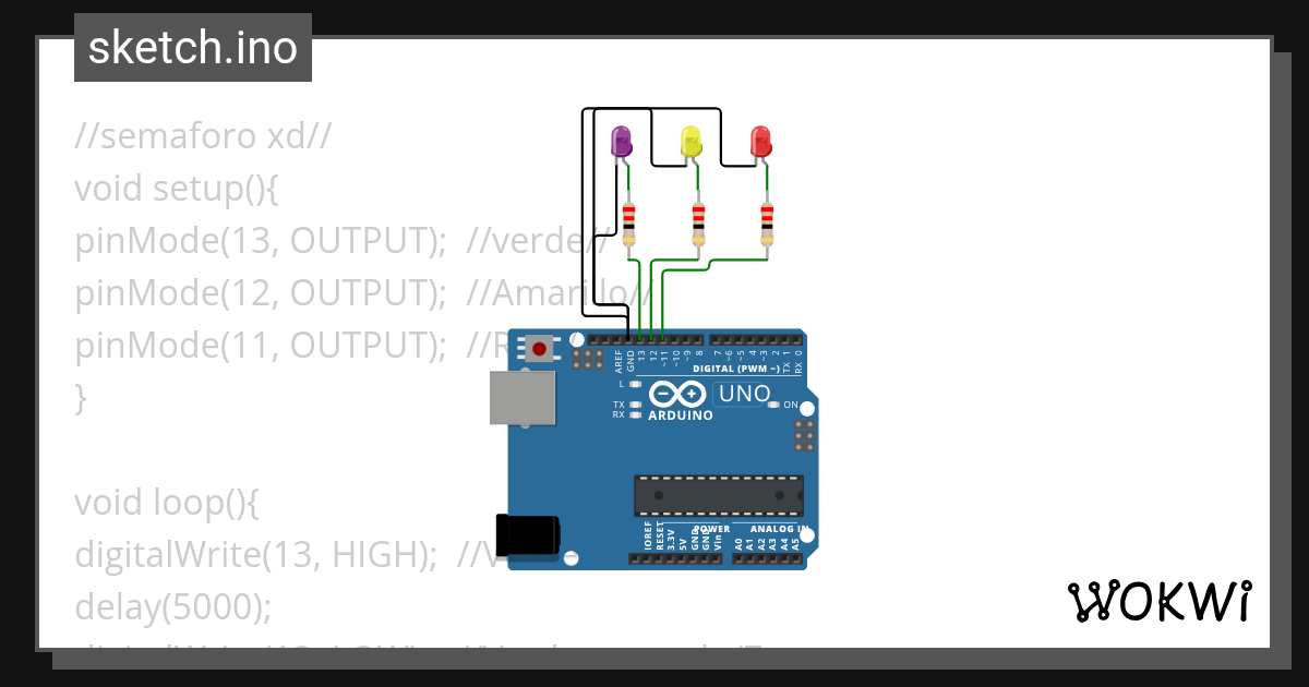 Semáforo Arduino VR Copy - Wokwi ESP32, STM32, Arduino Simulator