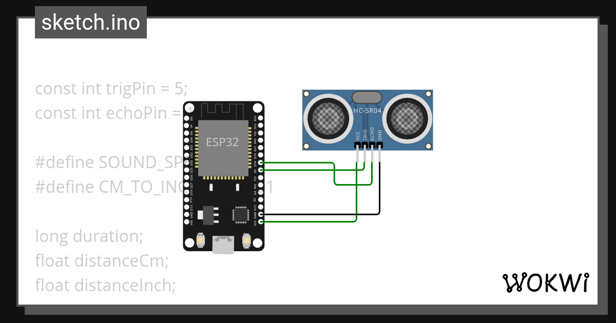 Ultrasonic Sensor Wokwi Esp32 Stm32 Arduino Simulator 