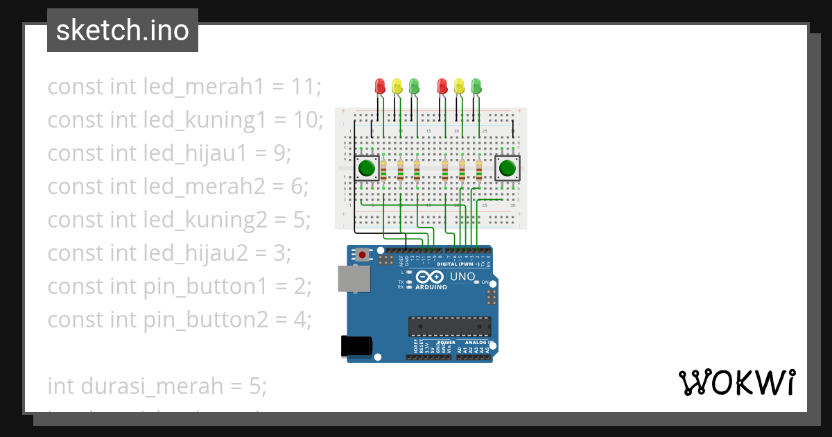 Traffic Light Button - Wokwi ESP32, STM32, Arduino Simulator