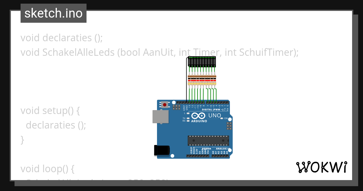 bewegende LEDBAR - Wokwi ESP32, STM32, Arduino Simulator