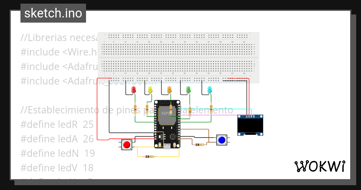 Examen Ejercicio 1 SIN FUNCIONES - Wokwi ESP32, STM32, Arduino Simulator