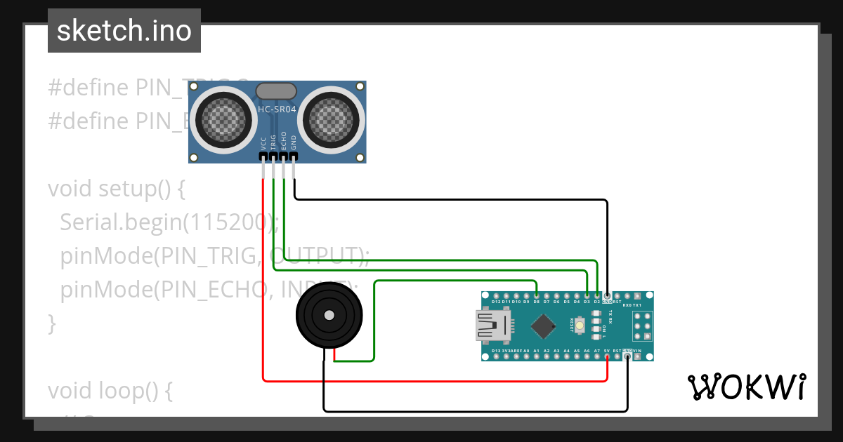 UltraSonic Distance Meter with Sound - Wokwi ESP32, STM32, Arduino Simulator