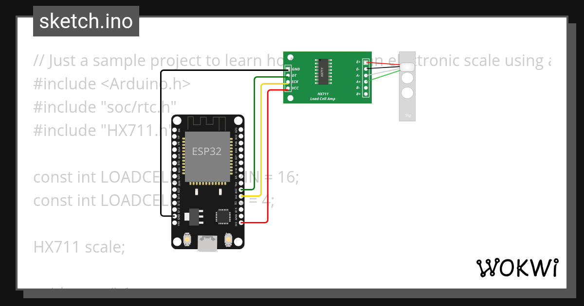 Simple HX711 Scale - Wokwi ESP32, STM32, Arduino Simulator