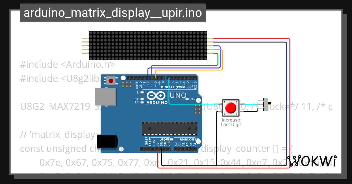 arduino_matrix_display_counter__upir - Wokwi ESP32, STM32, Arduino Simulator