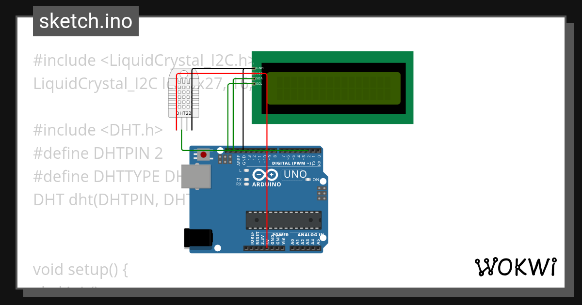 SENSOR SUHU DAN KELEMBAPAN - Wokwi ESP32, STM32, Arduino Simulator