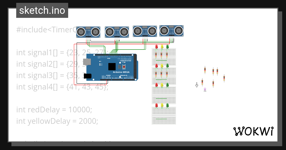 traffic density control Copy (2) - Wokwi ESP32, STM32, Arduino Simulator