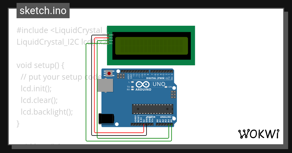 simple i2c lcd - Wokwi ESP32, STM32, Arduino Simulator