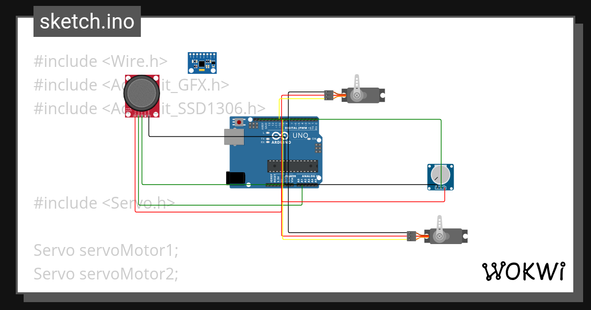 joystick xy servo - Wokwi ESP32, STM32, Arduino Simulator