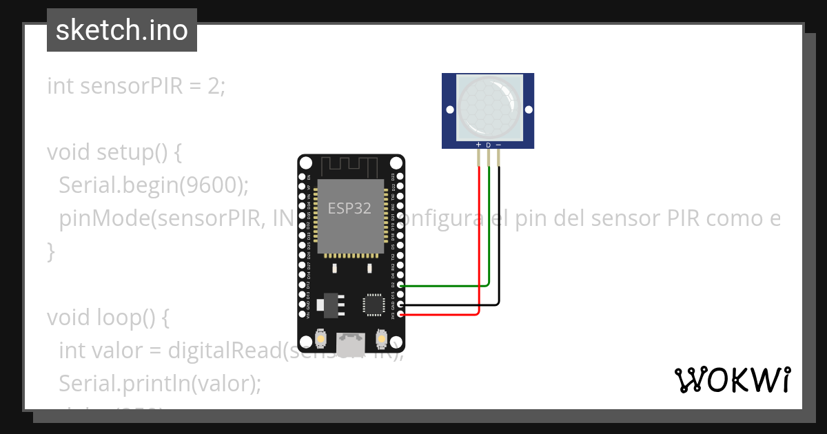 ESP32 SENSOR PIR - Wokwi ESP32, STM32, Arduino Simulator