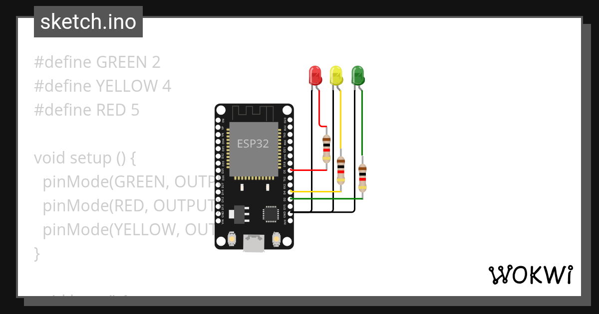 traffic light - Wokwi ESP32, STM32, Arduino Simulator