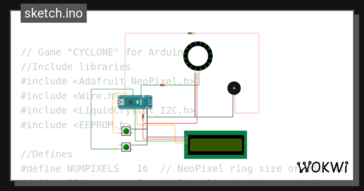Cyclone Game Complete Version Copy Wokwi Esp32 Stm32 Arduino Simulator 8086