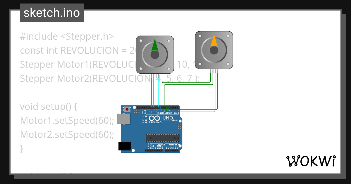 2 Motor Paso A Paso Wokwi Esp32 Stm32 Arduino Simulator 8040