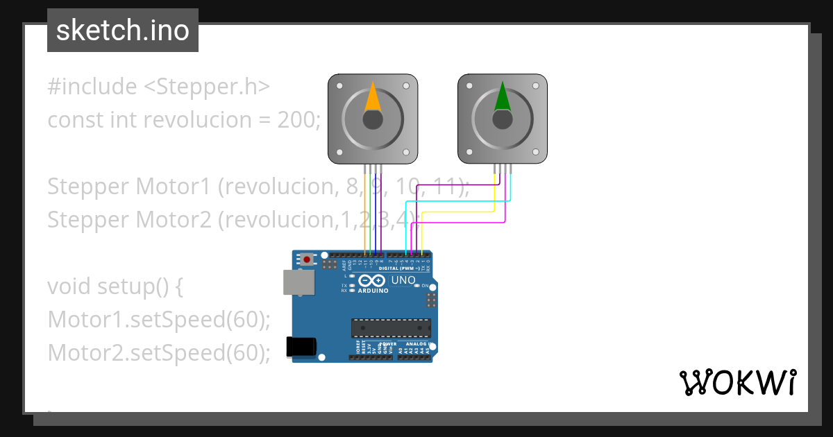 MOTOR PASO A PASO DOS DIRECCIONES - Wokwi ESP32, STM32, Arduino Simulator