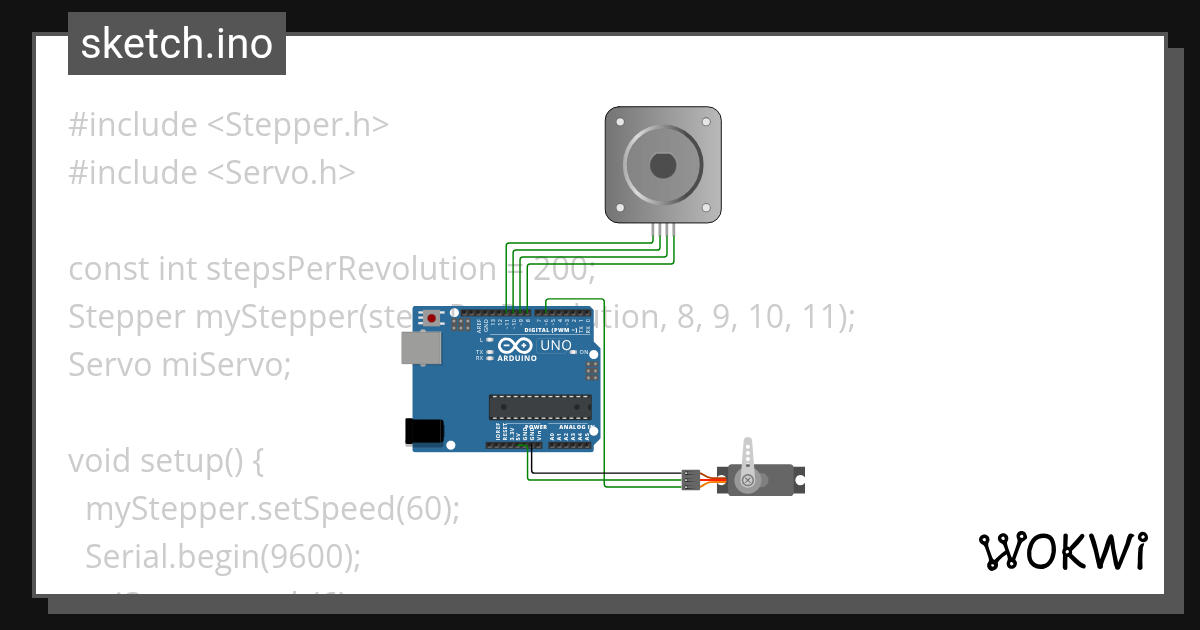 stepper-servo - Wokwi ESP32, STM32, Arduino Simulator