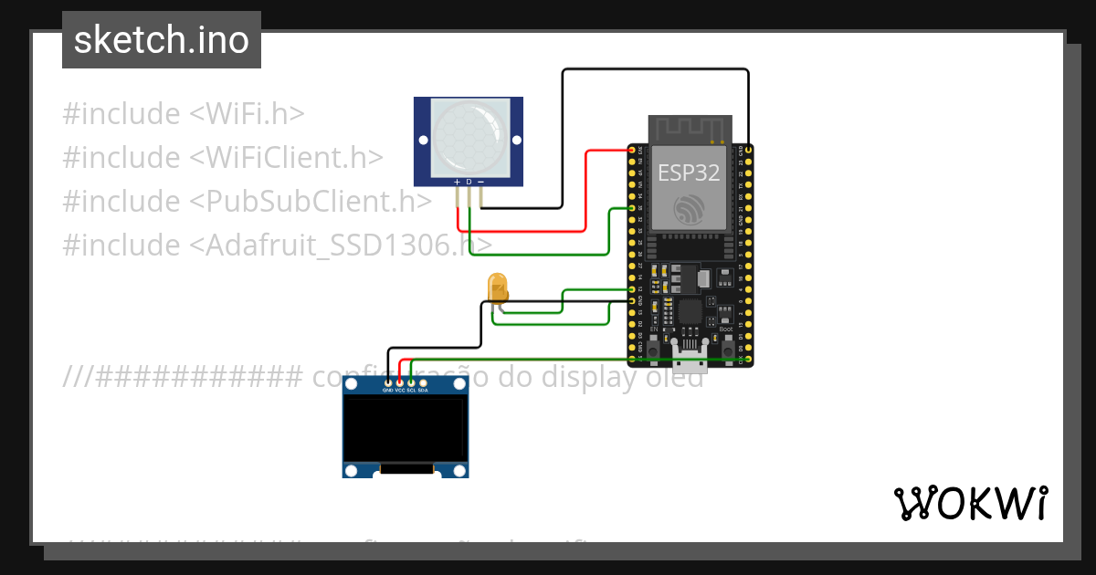 sensor de movimento - Wokwi ESP32, STM32, Arduino Simulator