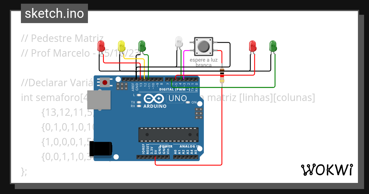 Semaforo simples Matriz - Wokwi ESP32, STM32, Arduino Simulator Semaforo simples Matriz - Wokwi ESP32, STM32, Arduino Simulator