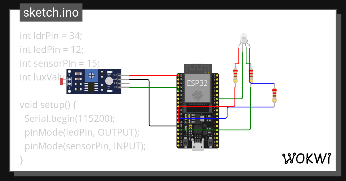 Fotoresistencia Led Rgb Wokwi Esp32 Stm32 Arduino Simulator 6253