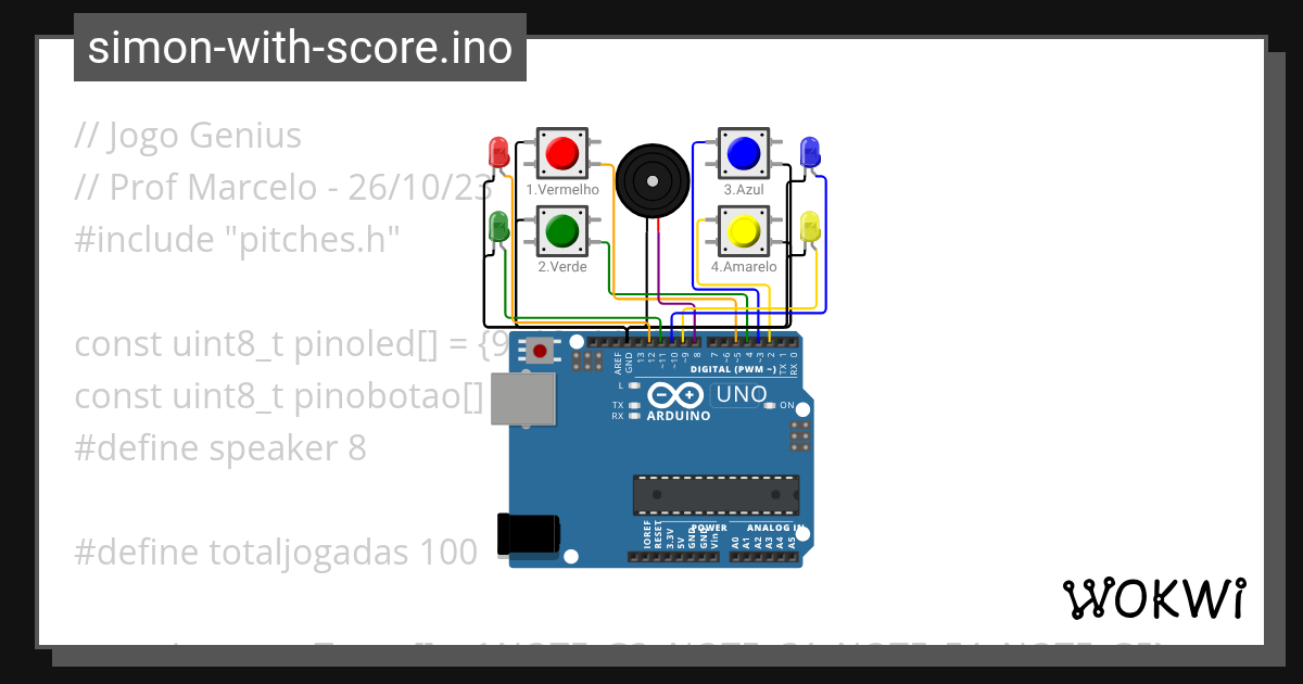 Genius Simples - Wokwi ESP32, STM32, Arduino Simulator