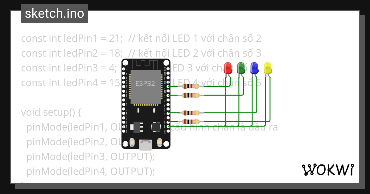 Dieu Khien 4 Led Wokwi Esp32 Stm32 Arduino Simulator 8037