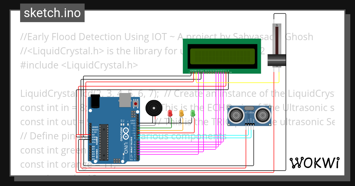 iot flood monitoring new - Wokwi ESP32, STM32, Arduino Simulator