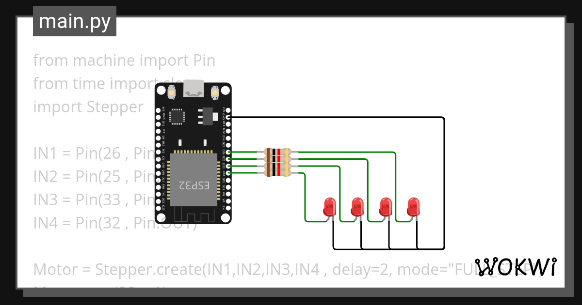 ใบงานที่ 13 Step motor 5 - Wokwi ESP32, STM32, Arduino Simulator