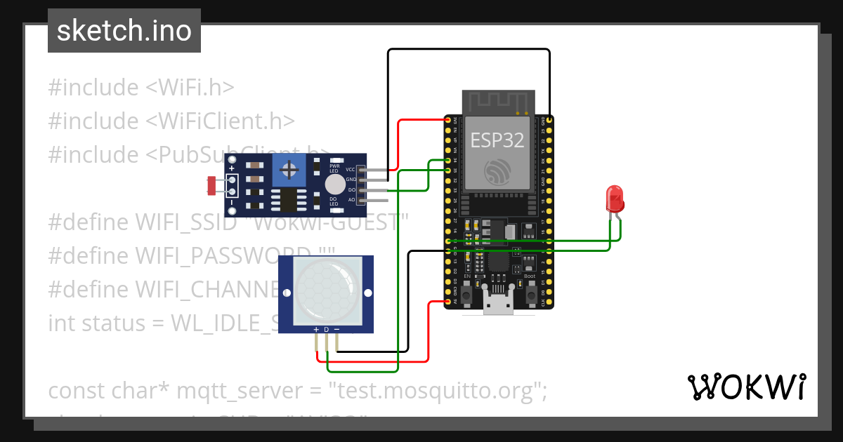 Sensor de alarme - Wokwi ESP32, STM32, Arduino Simulator