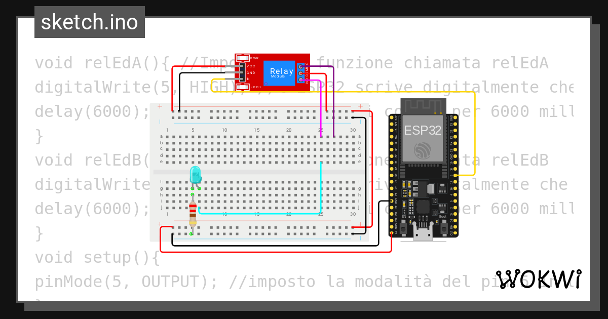 Diego Galluzzo Relè E Led Esp32 Wokwi Esp32 Stm32 Arduino Simulator 9059
