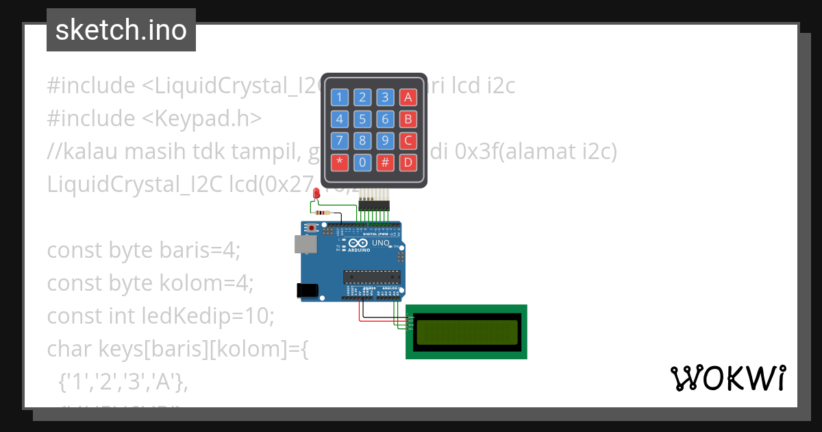 rizqi lcdi2c 20x4 keypad Copy - Wokwi ESP32, STM32, Arduino Simulator