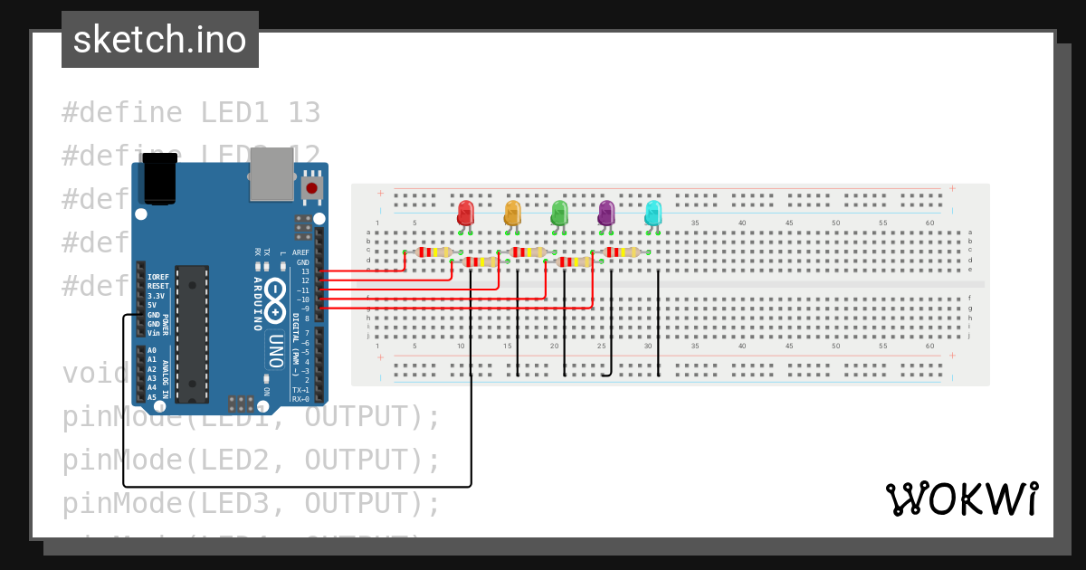 Test 5led Wokwi Esp32 Stm32 Arduino Simulator