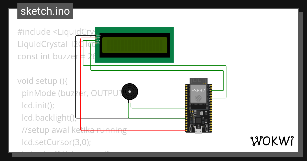 combine all outputs (buzzer and LED) - Wokwi ESP32, STM32, Arduino Simulator