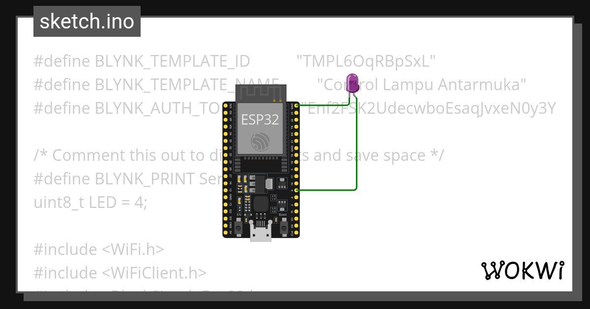 ESP32 Led_Blynk - Wokwi ESP32, STM32, Arduino Simulator