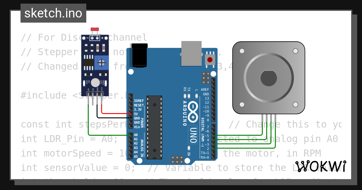 Stepper Motor Doesnt Move When The Ldr Is Less Than 60 Wokwi Esp32 Stm32 Arduino Simulator 7408
