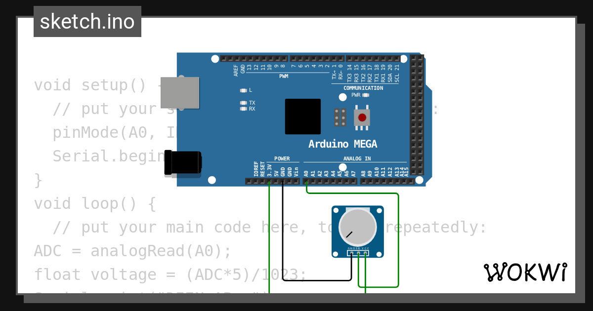 Potentionmeter Wokwi Esp32 Stm32 Arduino Simulator