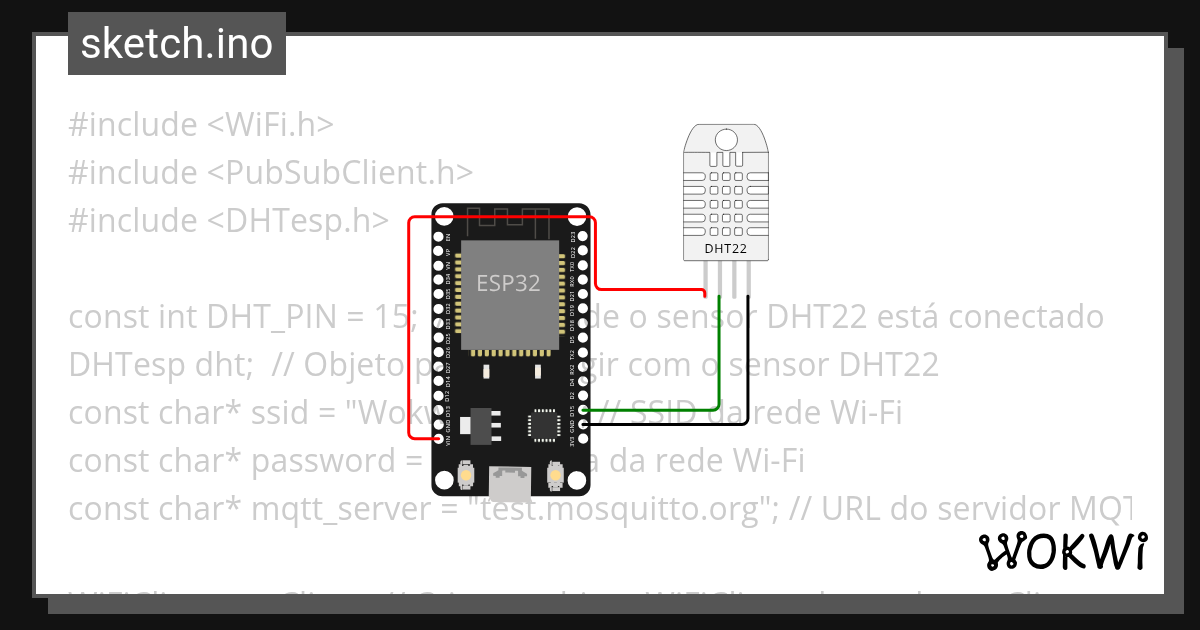 ESP32+DHT+MQTT - Wokwi ESP32, STM32, Arduino Simulator