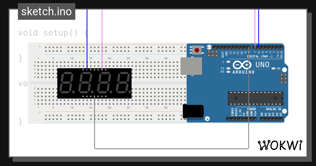 四位七段数码管显示 Wokwi Esp32 Stm32 Arduino Simulator 1471