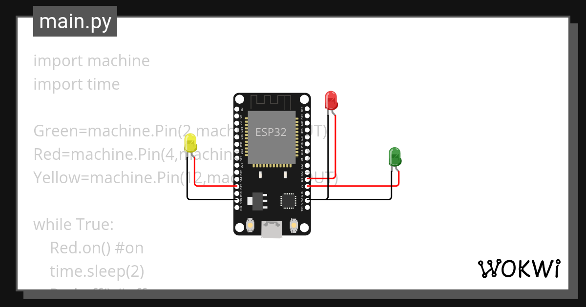 Traffic light - Wokwi ESP32, STM32, Arduino Simulator