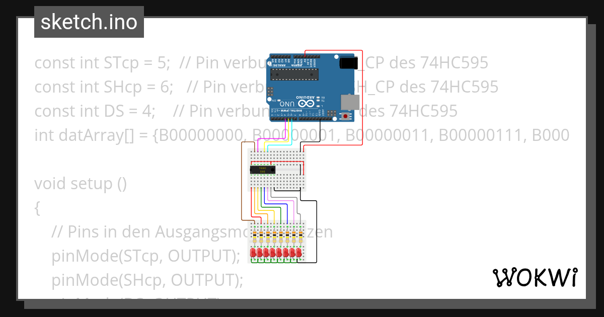 Schieberegister - Wokwi ESP32, STM32, Arduino Simulator Schieberegister - Wokwi ESP32, STM32, Arduino Simulator