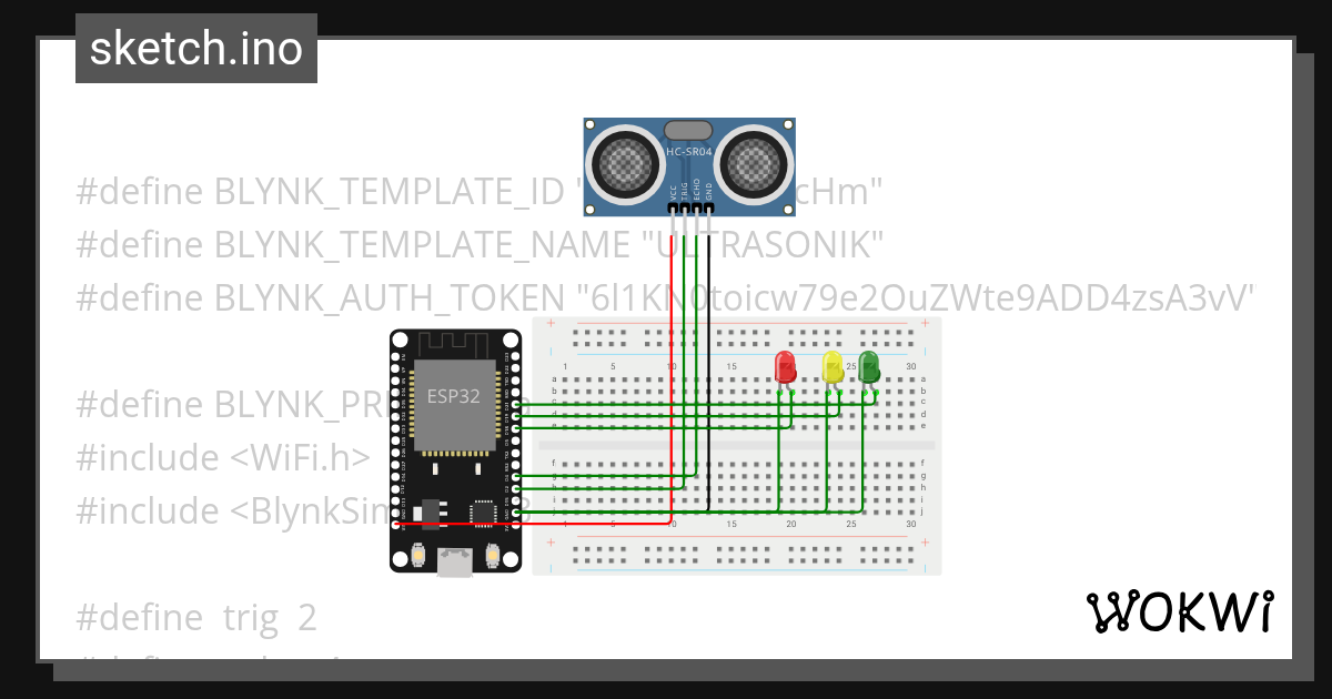 ULTRASONIK - Wokwi ESP32, STM32, Arduino Simulator