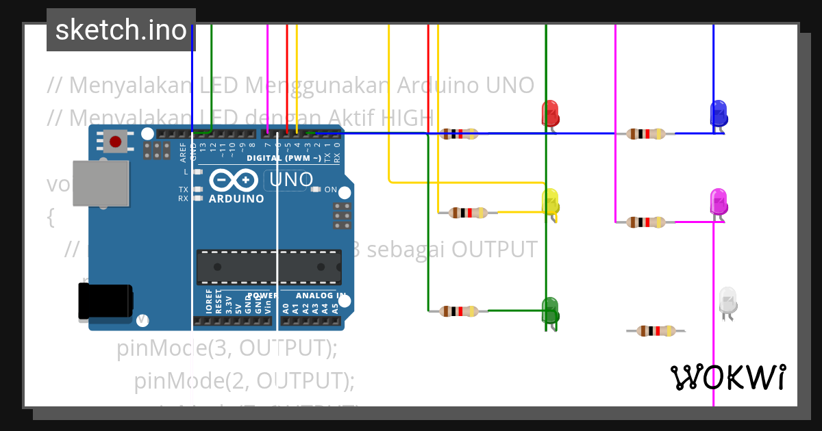 Lampu LED hidup bergantian Copy - Wokwi ESP32, STM32, Arduino Simulator