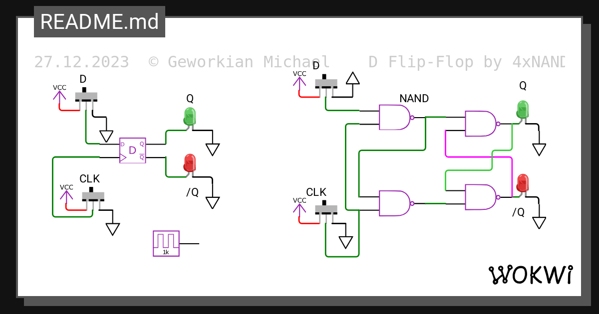 D Flip Flop By 4xnand Gates Wokwi Esp32 Stm32 Arduino Simulator