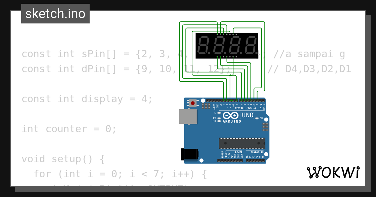 7segment 4digit Nuraini Copy Wokwi Esp32 Stm32 Arduino Simulator 3398