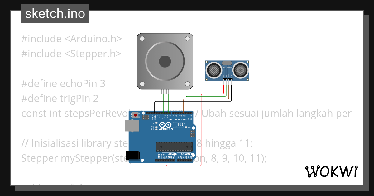 Stepper Ultrasonic Wokwi Esp32 Stm32 Arduino Simulator