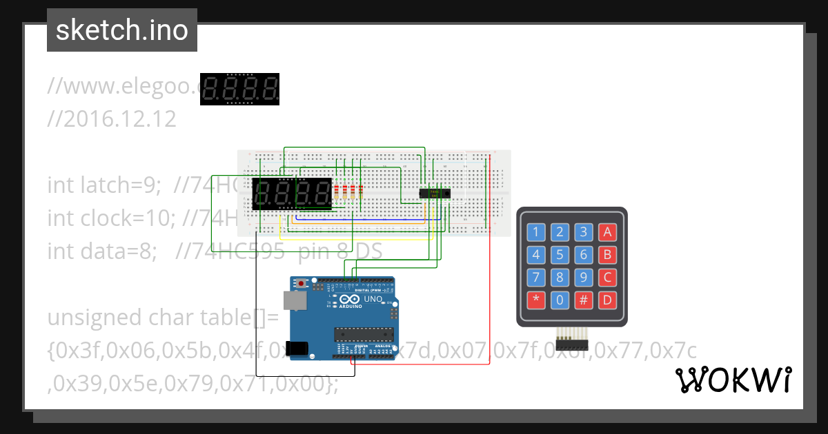 4-7seg+kp Copy - Wokwi ESP32, STM32, Arduino Simulator