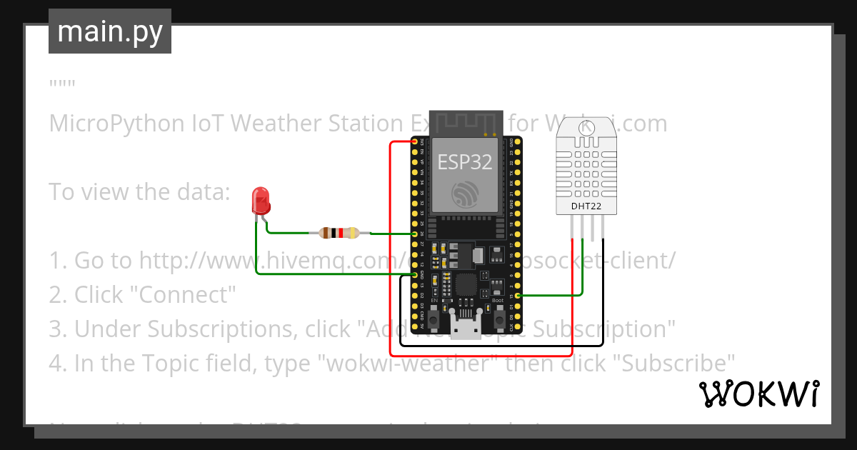 MicroPython MQTT Weather Logger (ESP32) for Study 1.1 - Wokwi ESP32, STM32, Arduino Simulator