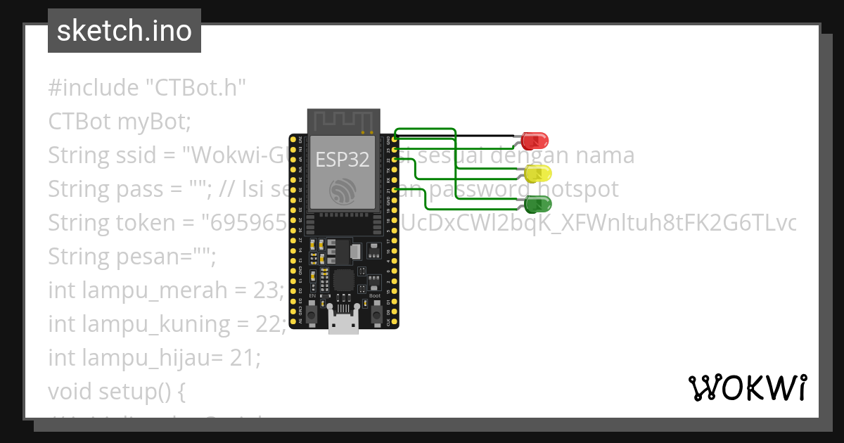 IoT lampu - Wokwi ESP32, STM32, Arduino Simulator