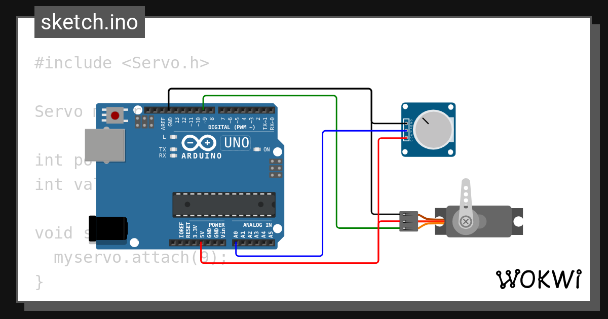 Simulasi Dengan Servo Dan Potensiometer Wokwi Esp32 Stm32 Arduino Simulator